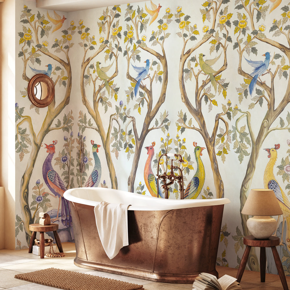 Carta da Parati in Fibra di Vetro - uccelli del paradiso - Adesivi Murali