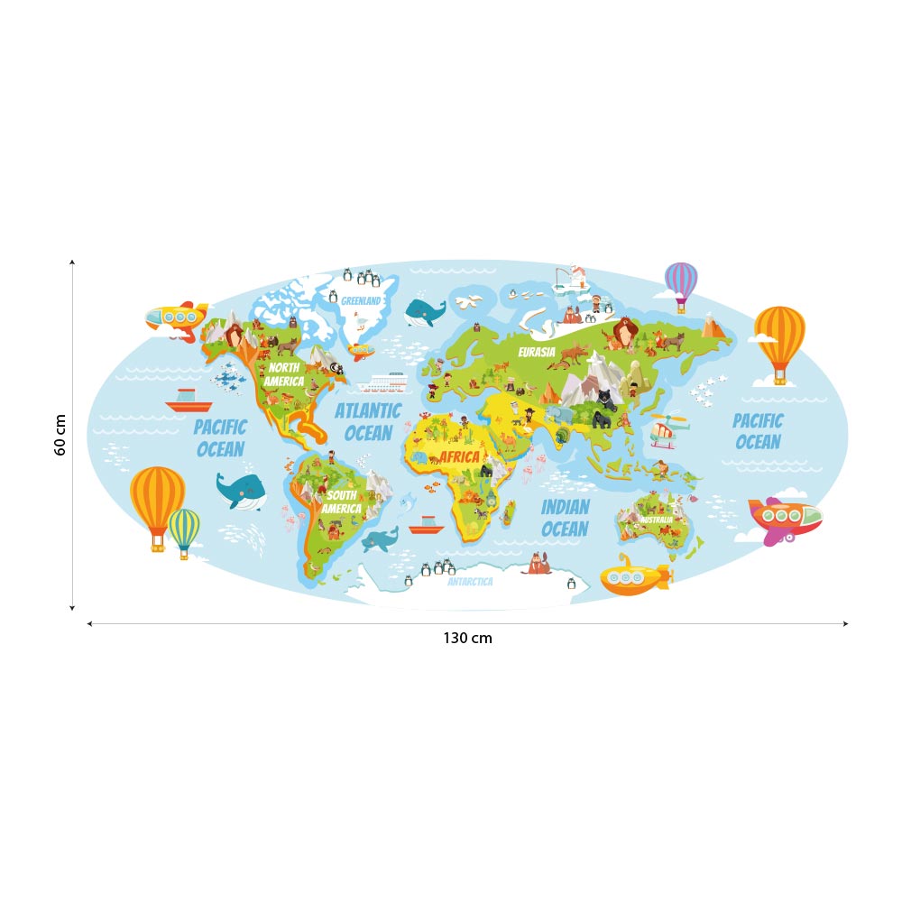 Planisfero allegro - Adesivi Murali