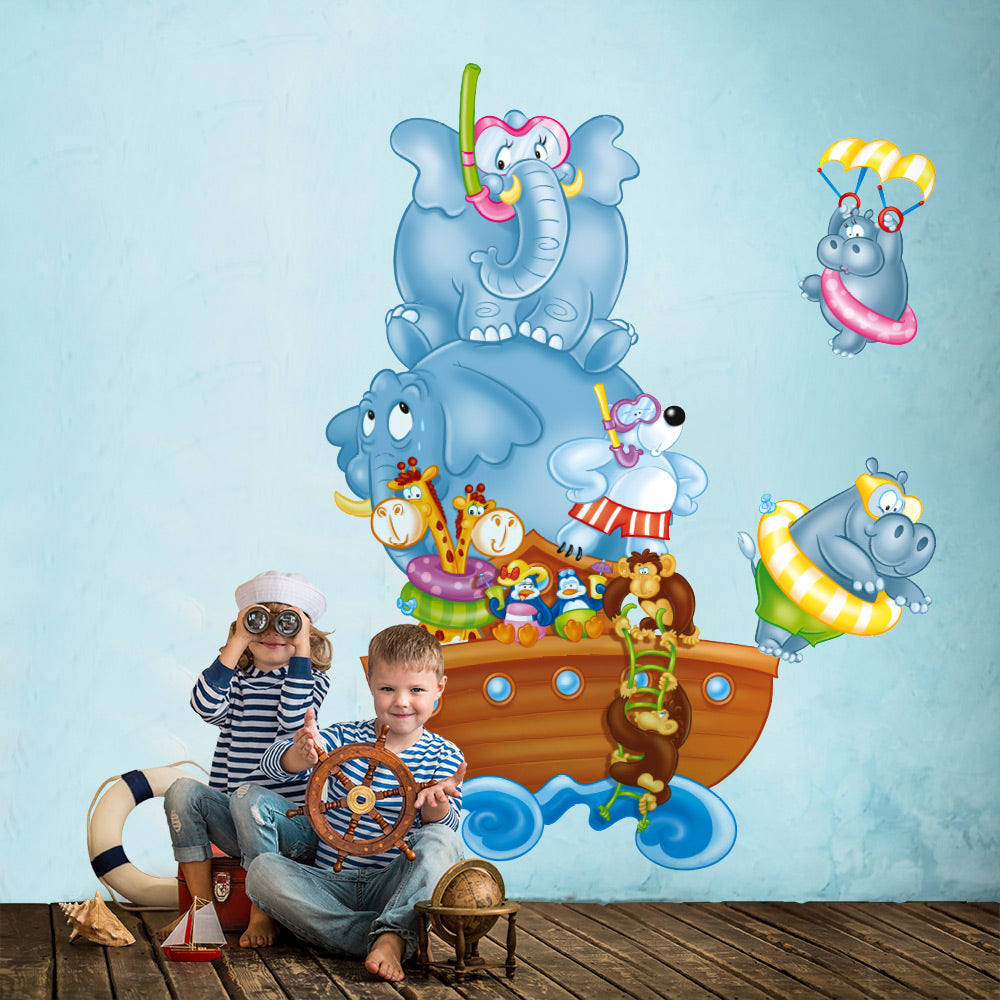 Sticker Bambini In viaggio sull'arca - Adesivi Murali