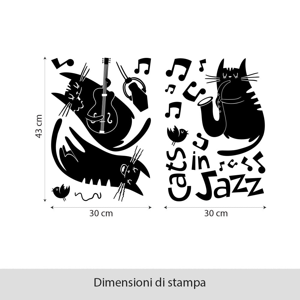 Sticker Cats in jazz - Adesivi Murali