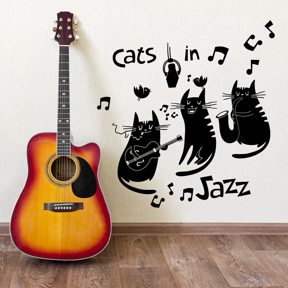 Sticker Cats in jazz - Adesivi Murali