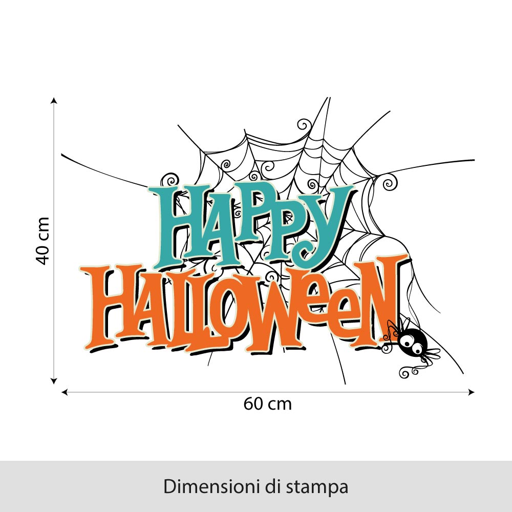 Vetrofania Ragnatela happy halloween - Adesivi Murali